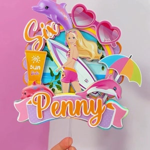 Magic Dolphin Cake Topper, Doll Cake Topper, Pool Party Cake Topper ...