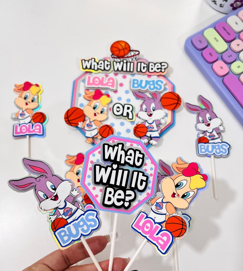 Gender Reveal Cake Topper, Space Jam Cake Topper, Space Jam Gender ...