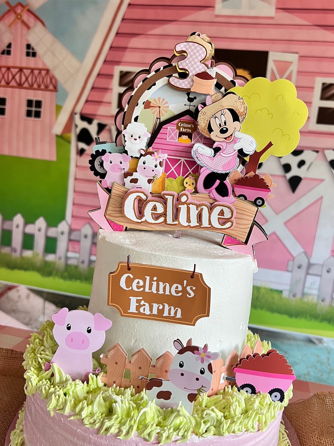 Minnie Mouse Farm Cake Topper, , Mickey Mouse Farm, Minnie Mouse Cake ...
