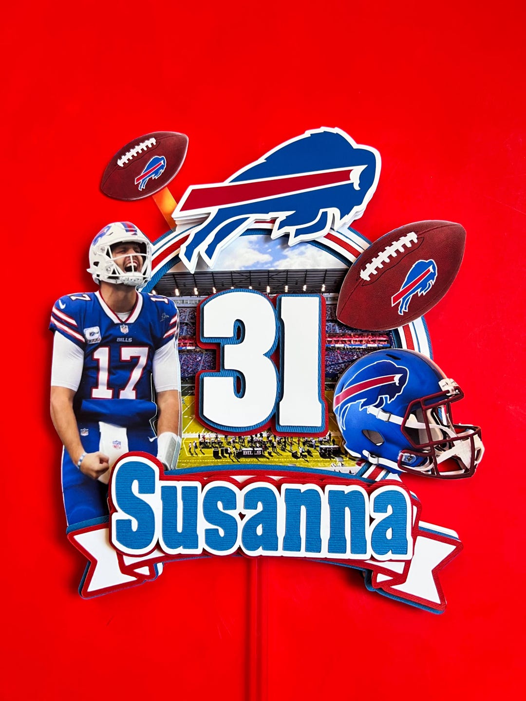 Buffalo Bills Cake Topper, Josh Allen Cake Topper, NFL Cake Topper ...