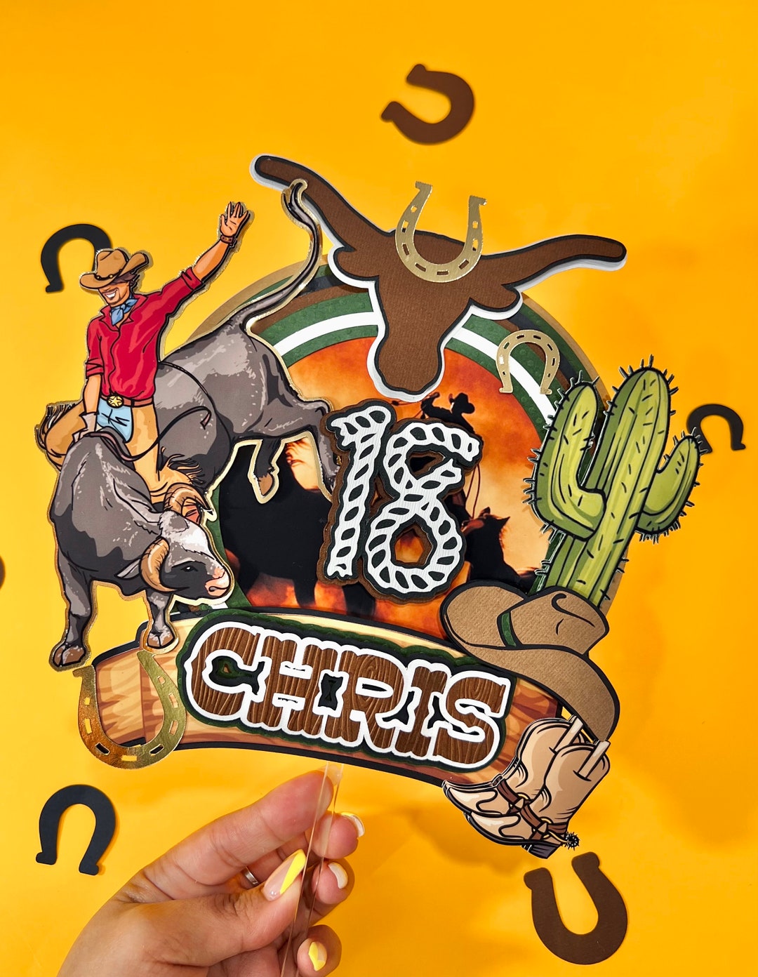 Bull Ridding Cake Topper, Rodeo Cake Topper, Cow Boy Cake Topper ...