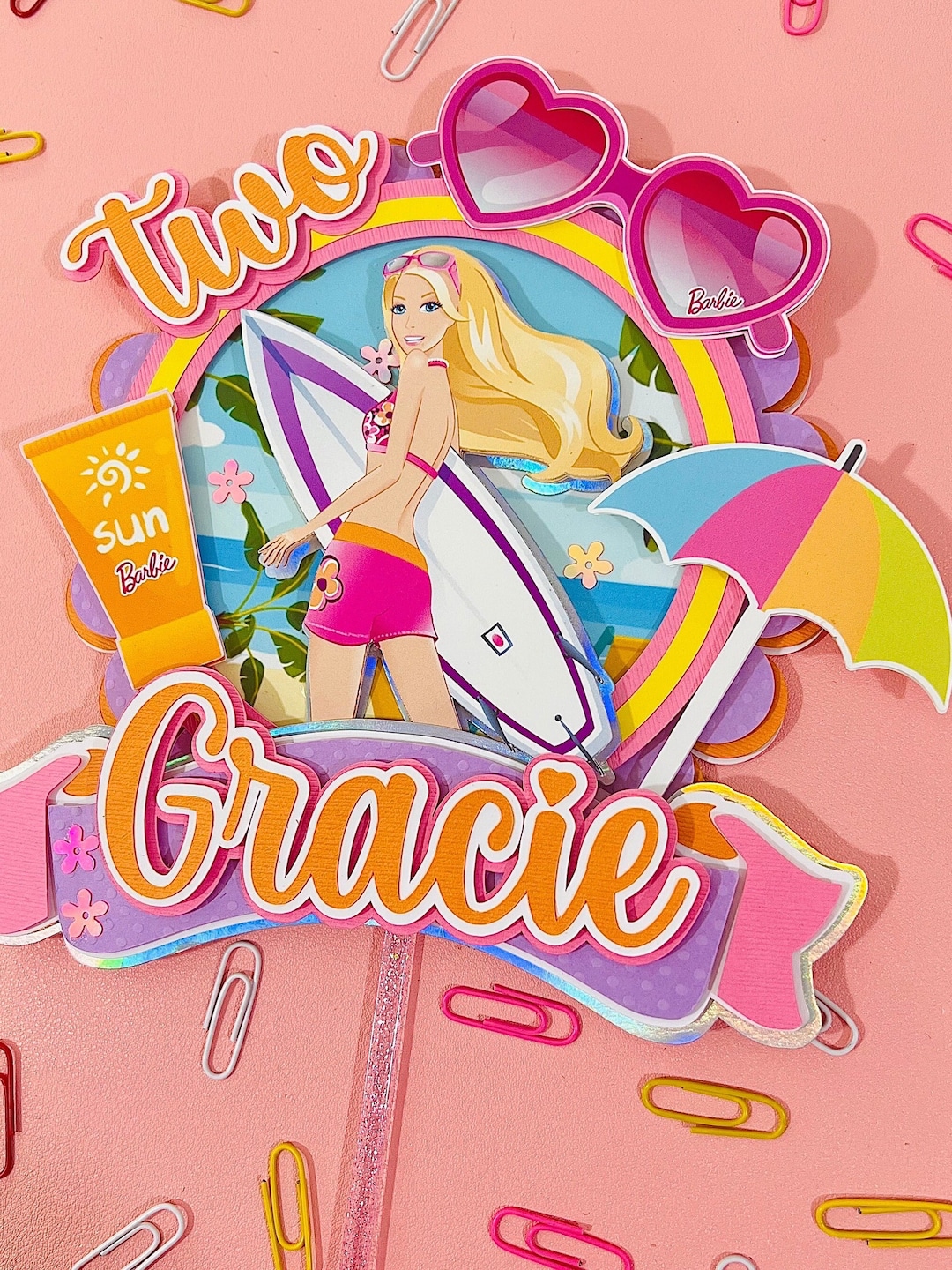 Malibu Cake Topper, Doll Cake Topper, Pool Party Cake Topper, Summer ...