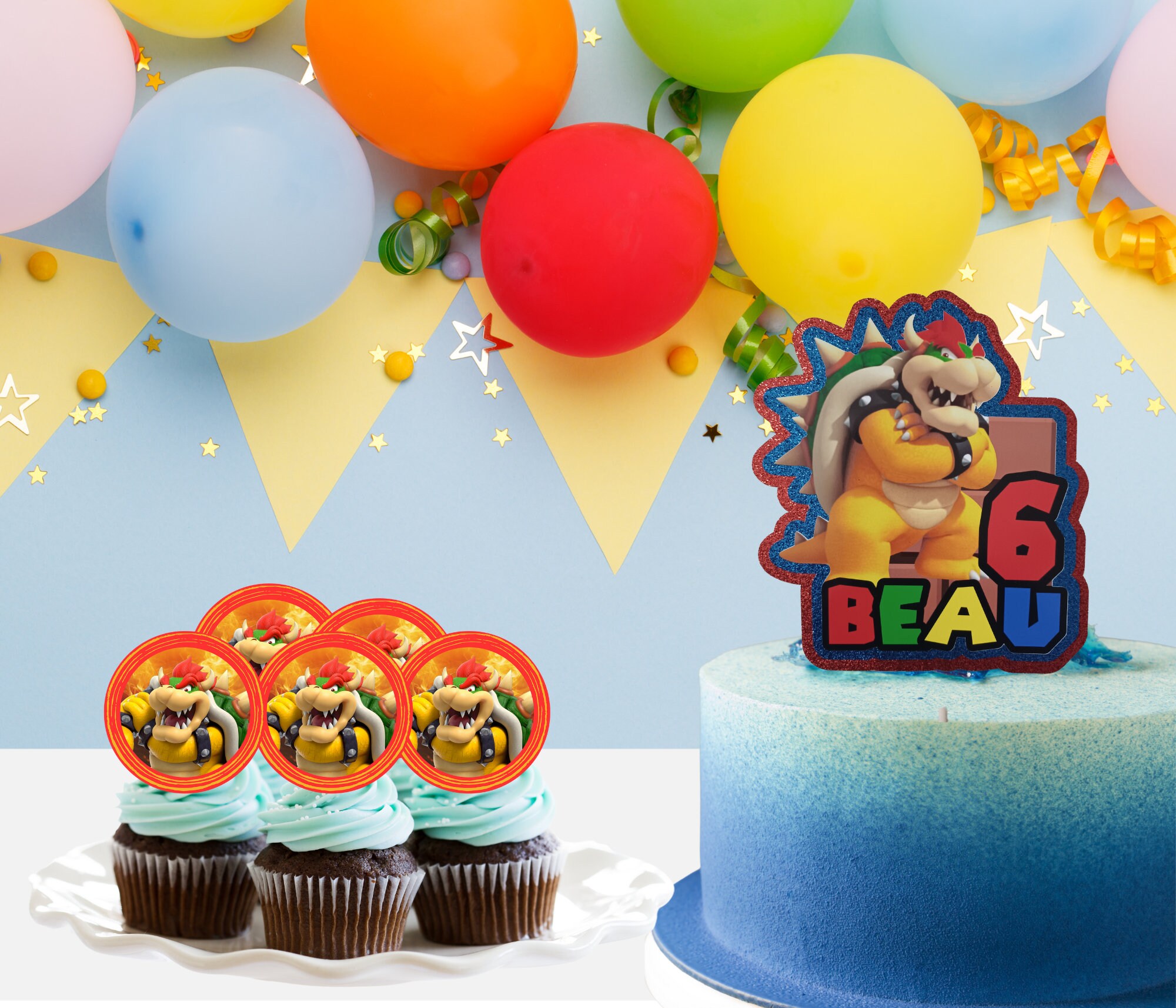 Personalized Super Mario, Bowser Cake Topper - Etsy