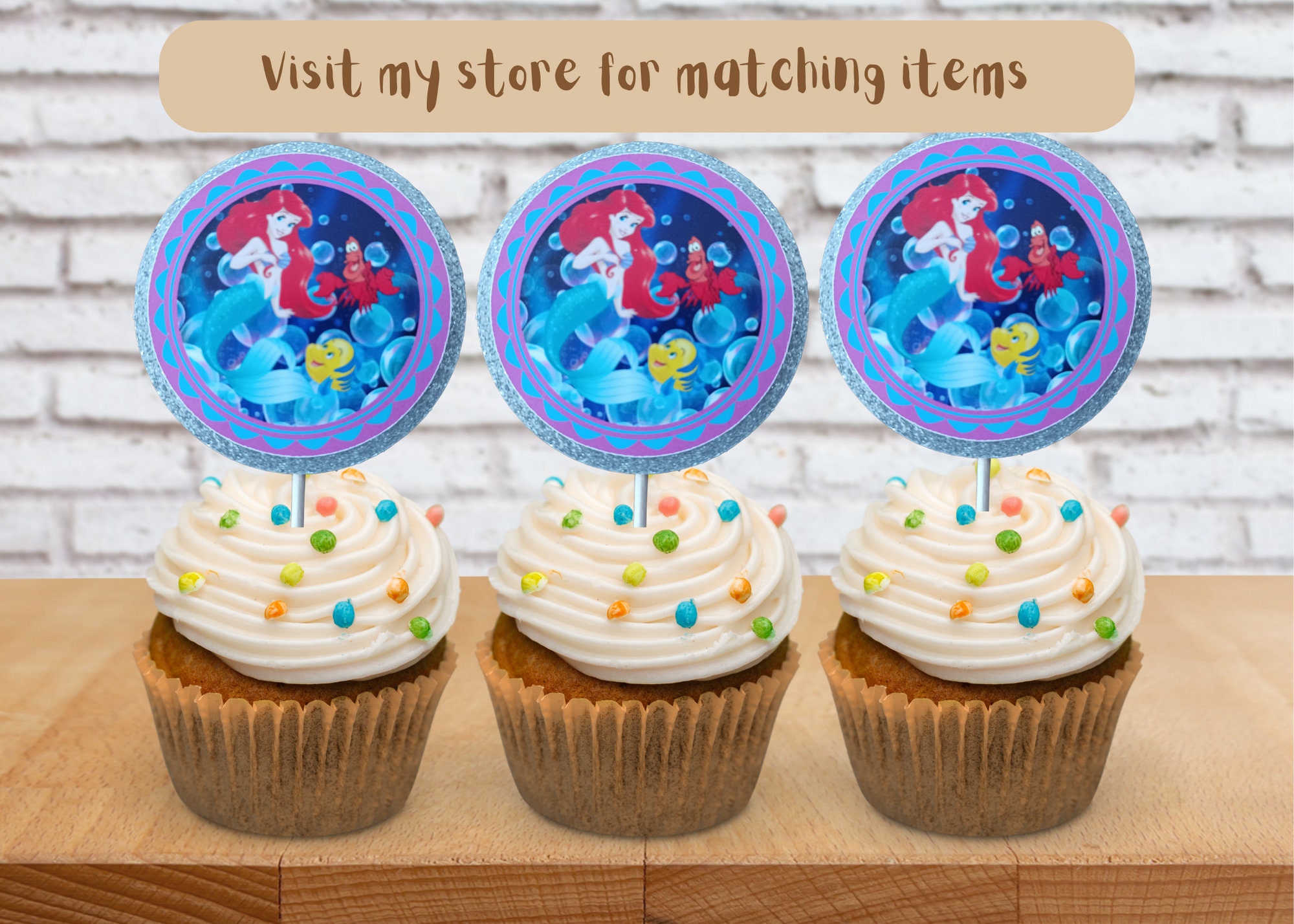 Princess Mermaid Ariel Cake Topper Glitter Cake Topper - Etsy