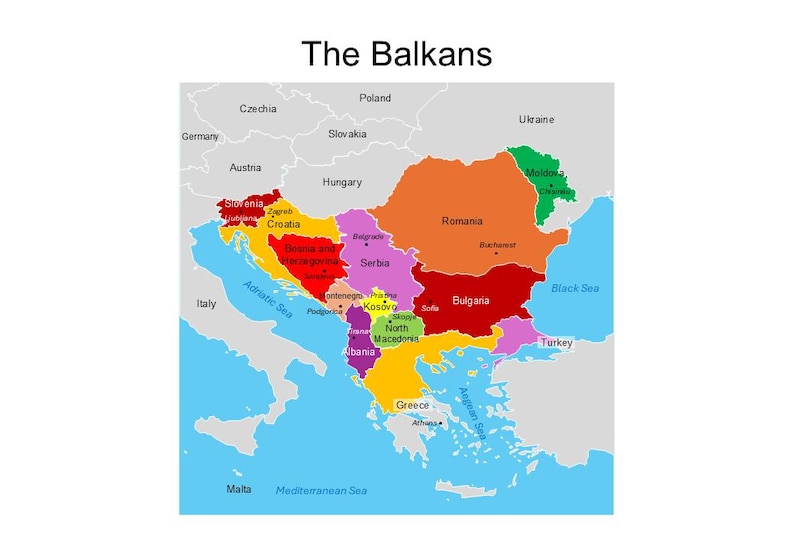 Editable Powerpoint Map of the Balkans – Including Albania, Bosnia and ...