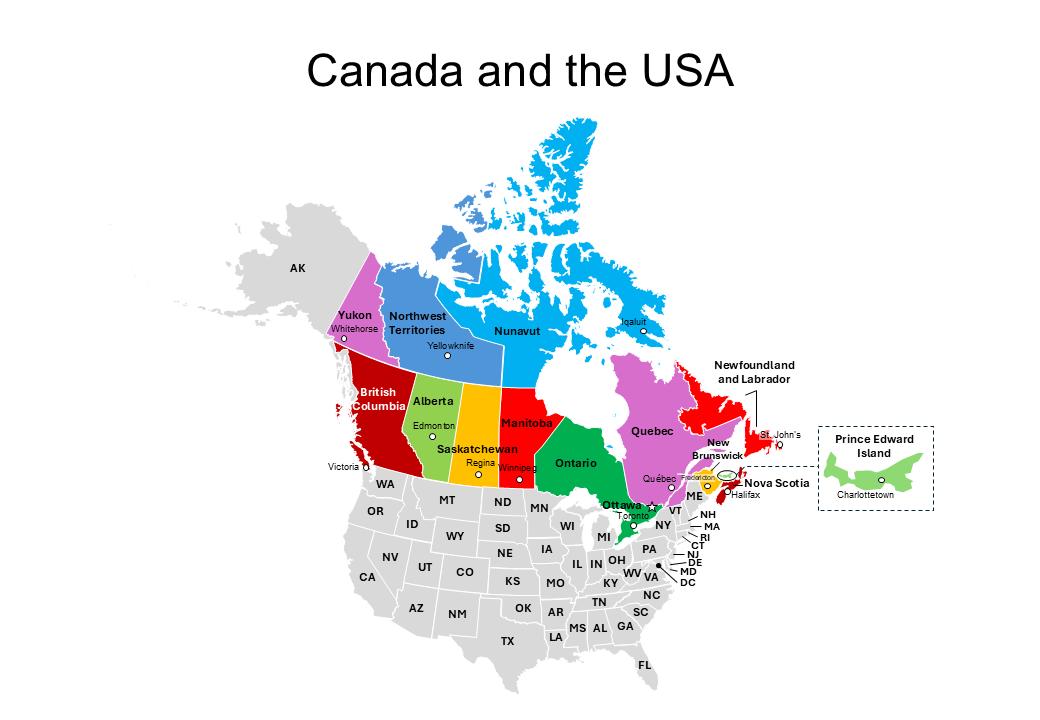 Editable Powerpoint Map of Canada – Including Ontario, Quebec, Nova ...