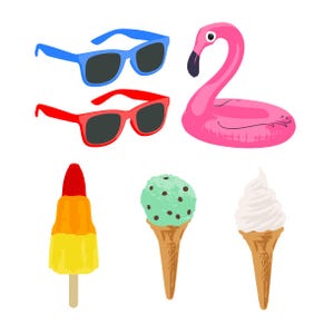 Summer Clipart Set – Sunglasses, Ice Cream, Flamingo Float | Cute ...