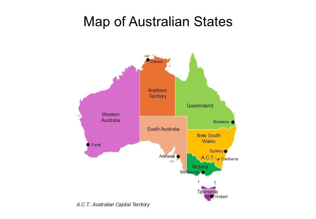 Editable Powerpoint Map of Australia With States and Capital Cities ...