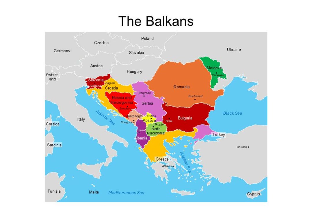 Editable Powerpoint Map of the Balkans – Including Albania, Bosnia and ...