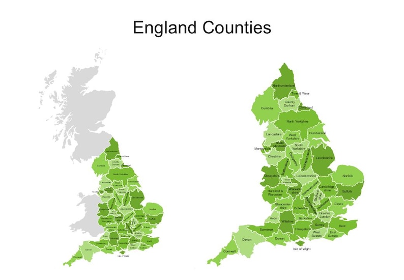 Editable Map of England Counties Powerpoint | UK, Britain & Great ...