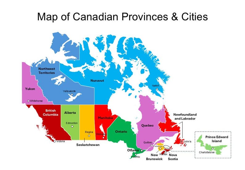 Editable Powerpoint Map of Canada – Including Ontario, Quebec, Nova ...