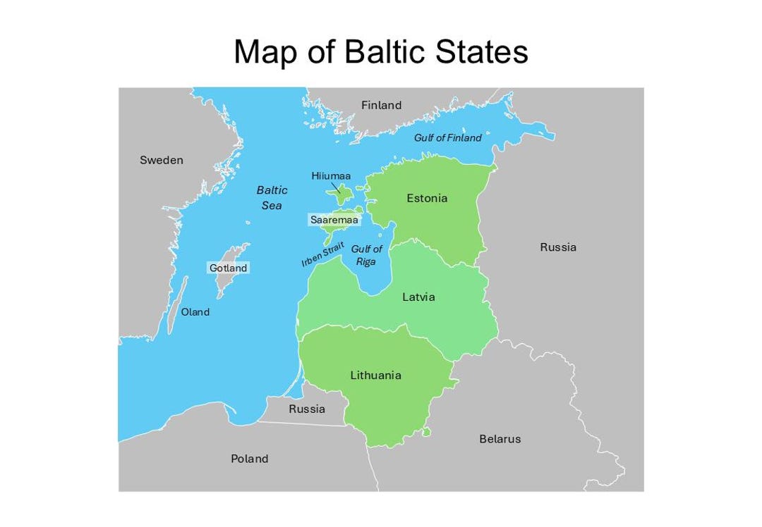 Editable Powerpoint Map of the Baltic States Including: Estonia, Latvia ...