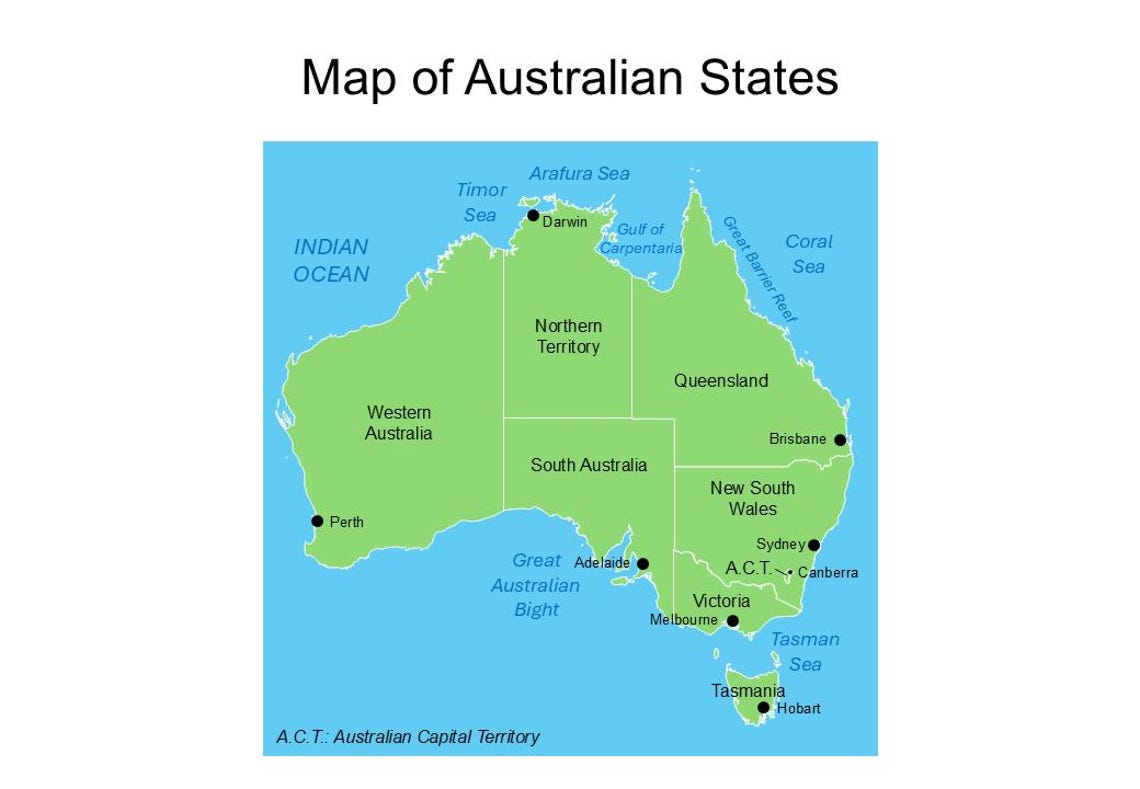 Editable Powerpoint Map of Australia With States and Capital Cities ...