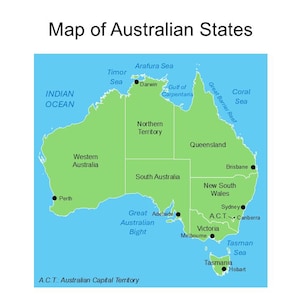 Editable Powerpoint Map of Australia With States and Capital Cities ...