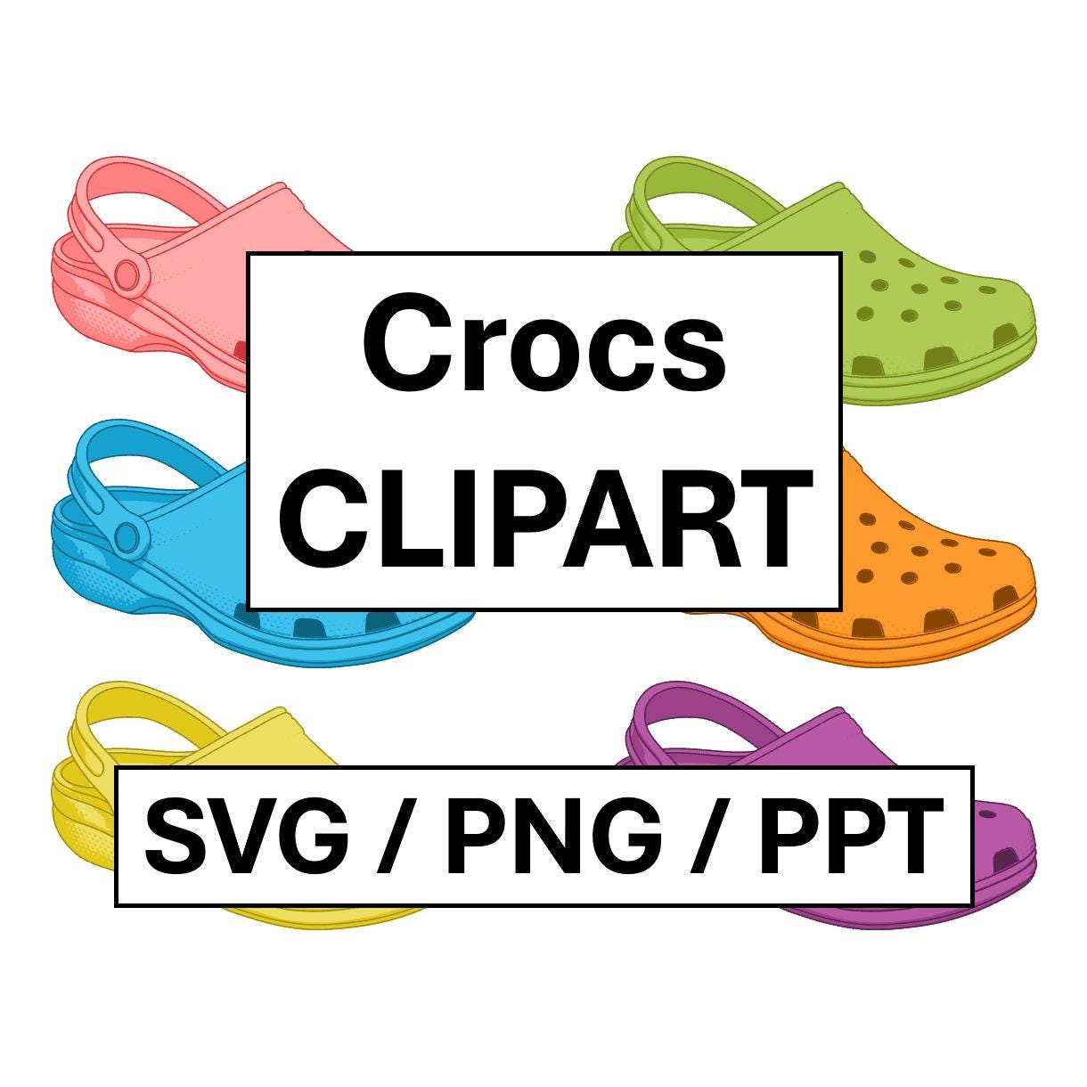 Croc Shoe Clipart Bundle – PNG, SVG, Powerpoint, Croc Shoe, Croc Shoe ...