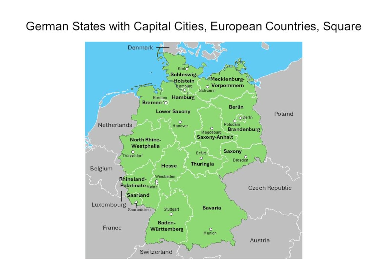 Editable Powerpoint Map of German States of Germany – Includes Capital ...