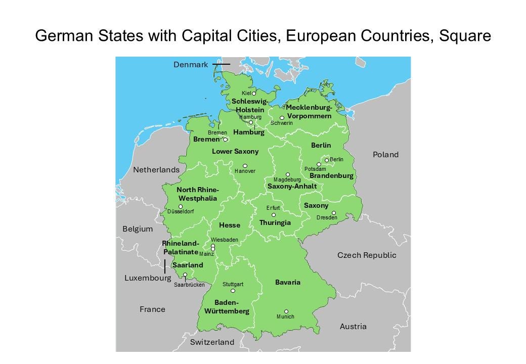 Map Of Germany With States And Capitals