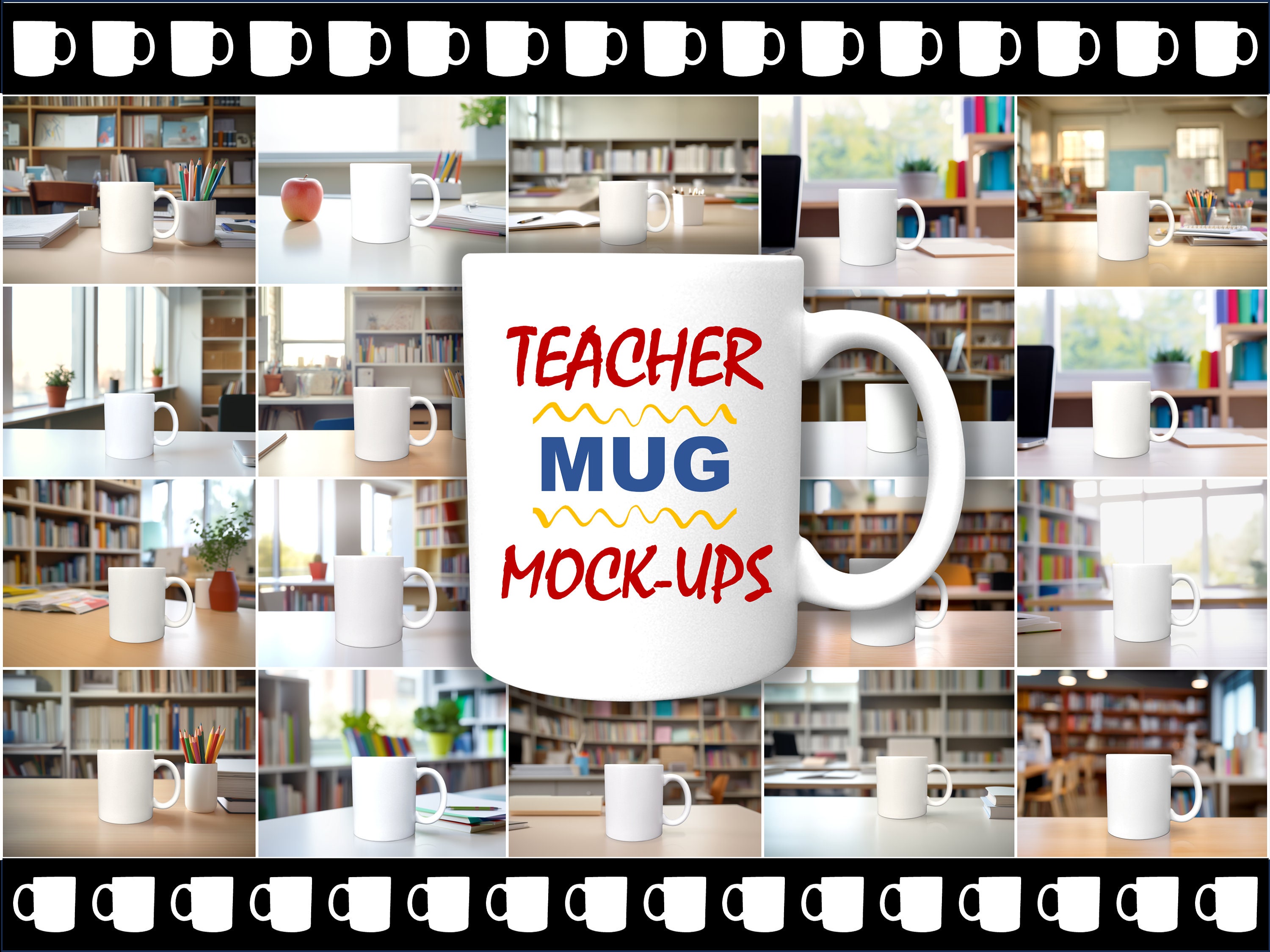 Teacher Mug Mock-up Collection 20 X Realistic Teacher Themed Images in ...