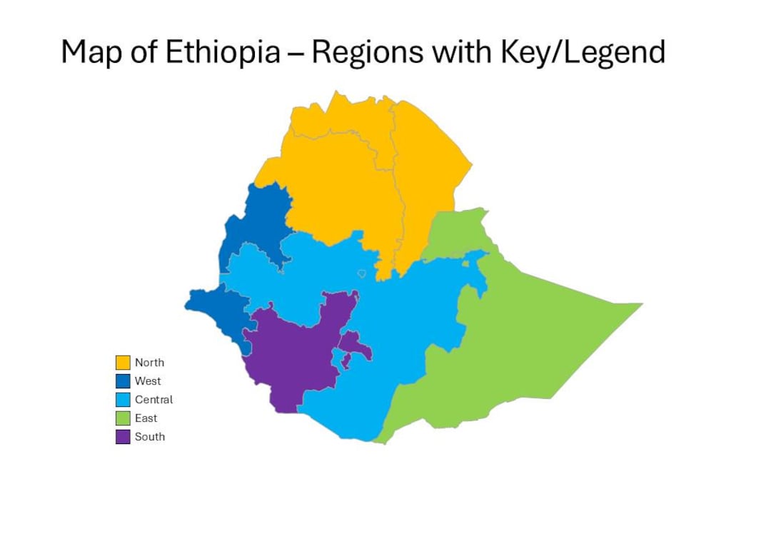 Editable Powerpoint Map of Ethiopia With Regions | Customizable ...
