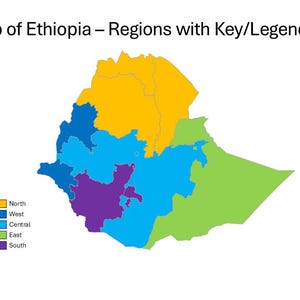 Editable Powerpoint Map of Ethiopia With Regions Customizable Ethiopia ...