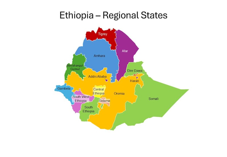 Editable Powerpoint Map of Ethiopia With Regions | Customizable ...