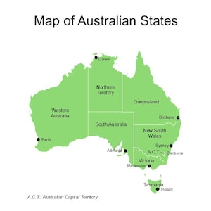 Editable Powerpoint Map of Australia With States and Capital Cities ...