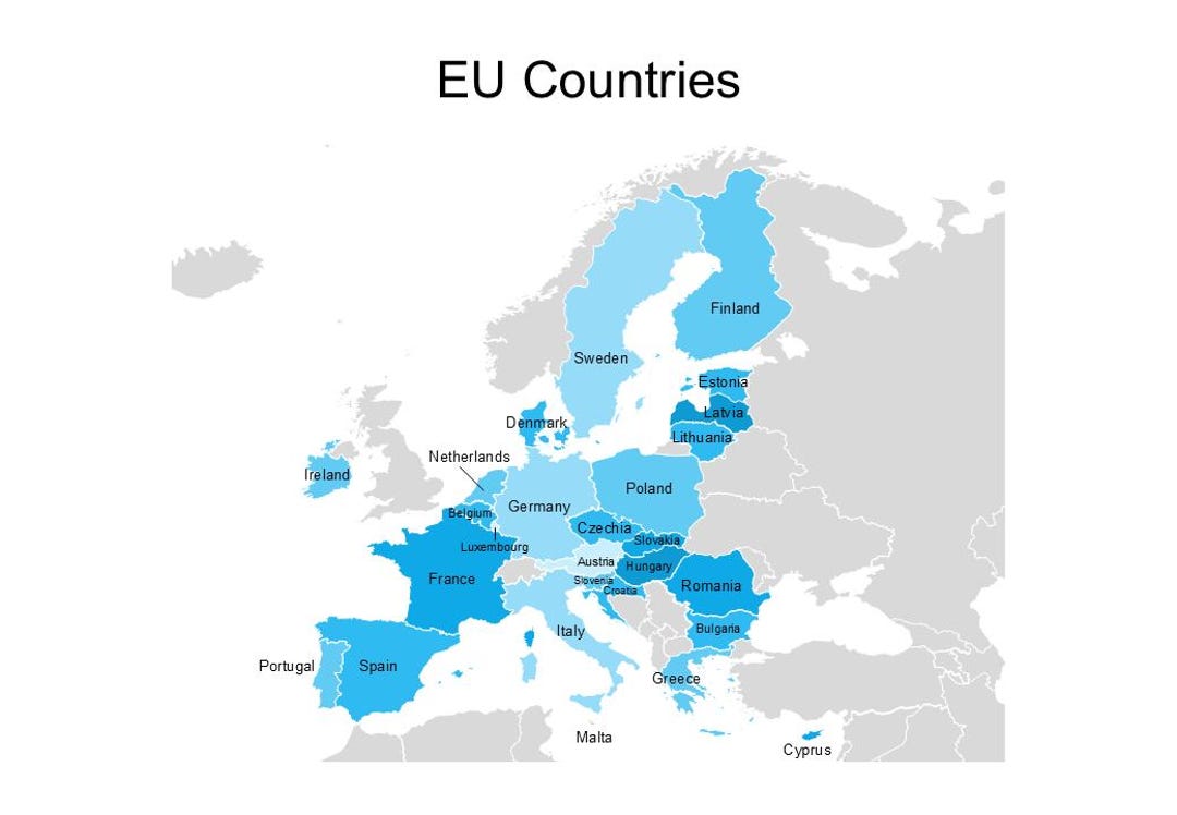 Editable Powerpoint Map of EU Countries – European Union Countries ...