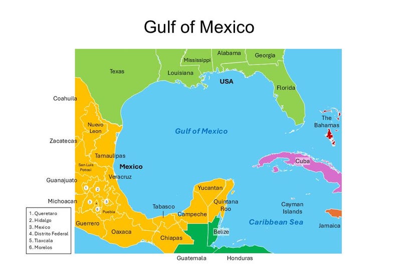 Gulf of Mexico Editable Powerpoint Map – USA, Mexico and Caribbean ...