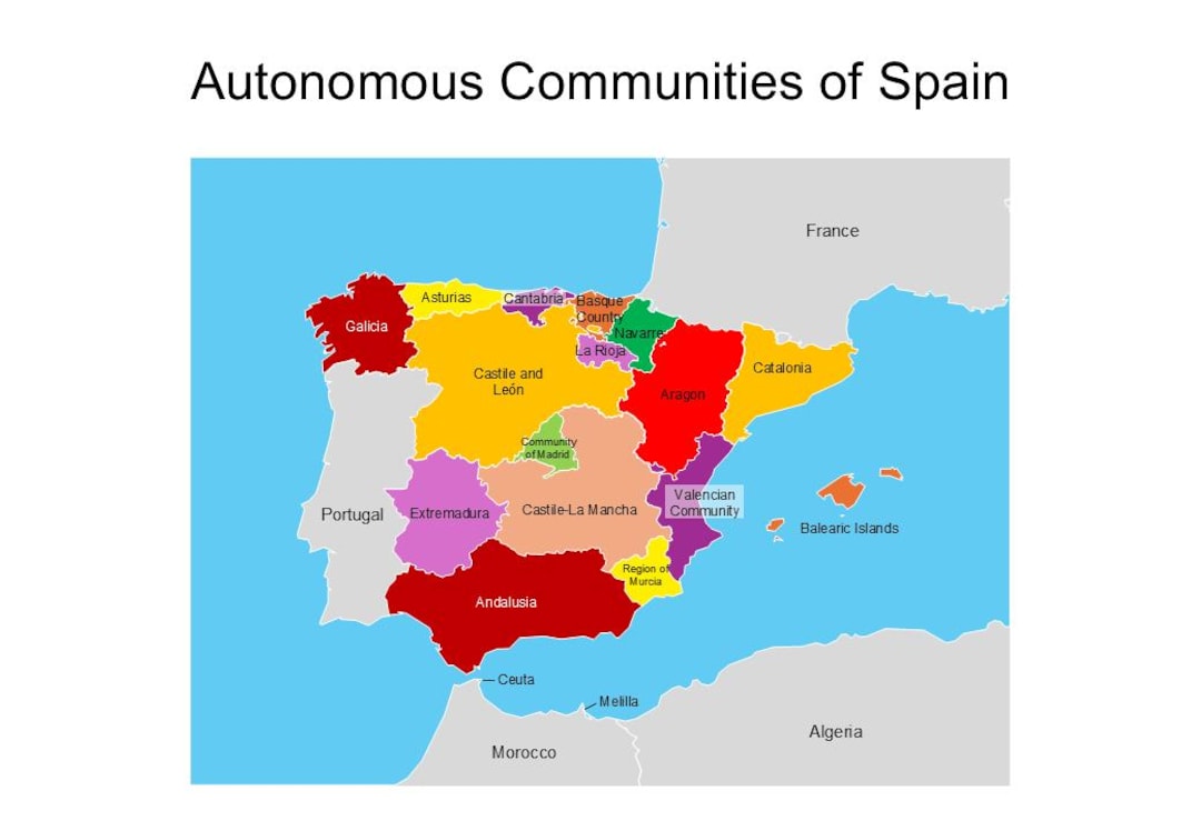 Editable Map of Spain With Autonomous Communities – Powerpoint Template ...