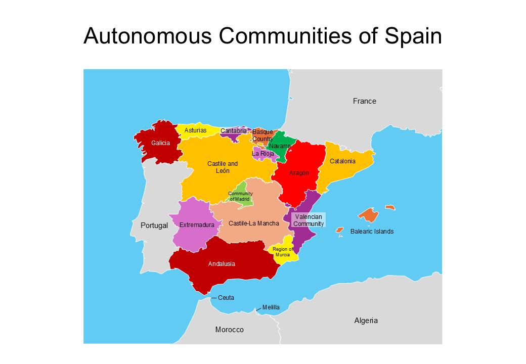 Editable Map of Spain With Autonomous Communities – Powerpoint Template ...