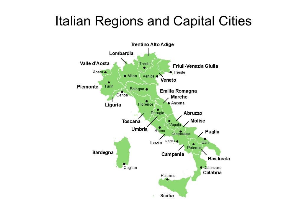 Editable Powerpoint Map of Italian Regions of Italy, Provinces of ...