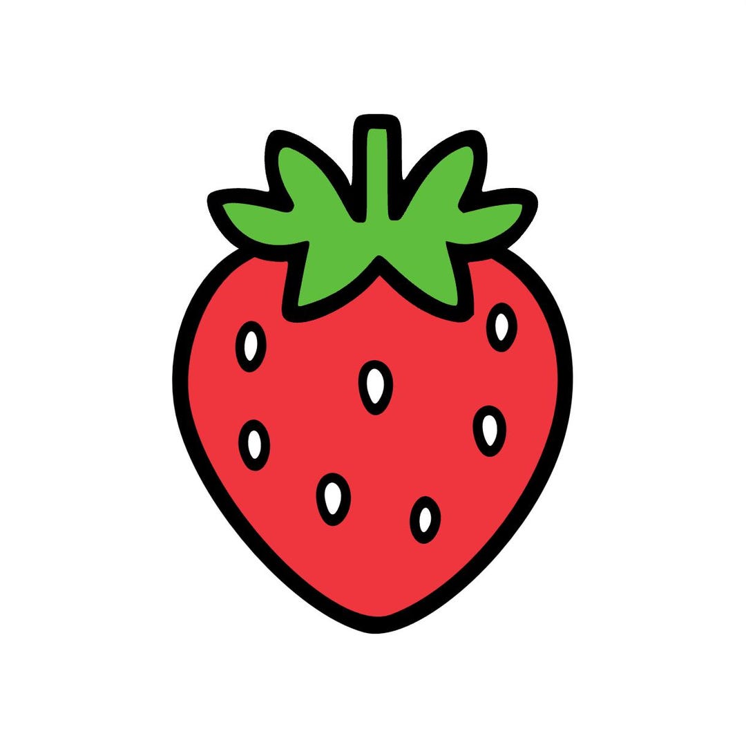 Strawberry Clipart – Flat Vector Design | Red Berry With Green Leaf ...
