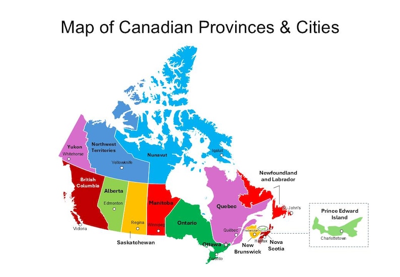 Editable Powerpoint Map of Canada – Including Ontario, Quebec, Nova ...