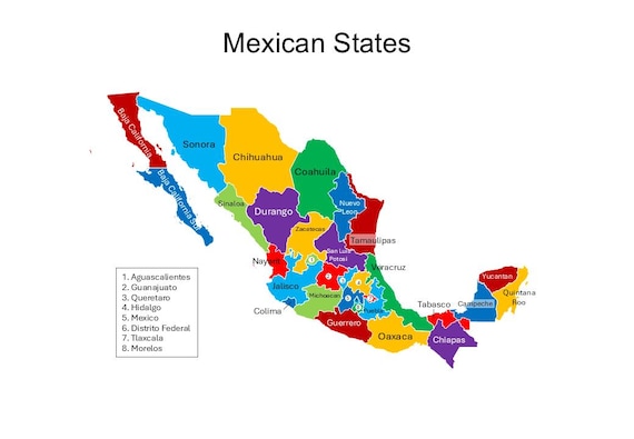 Mexico Map With States And Capitals Map Of The United States And
