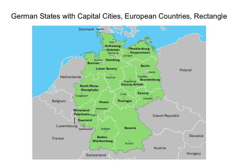 Editable Powerpoint Map of German States of Germany – Includes Capital ...
