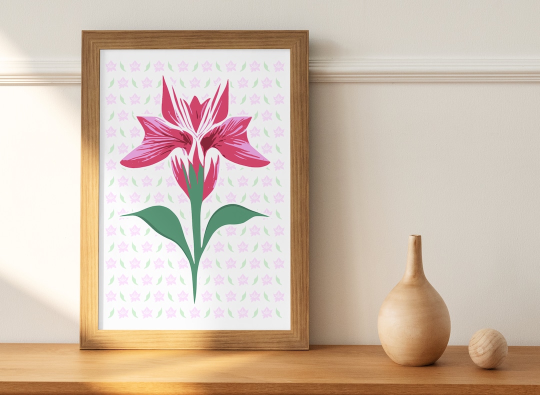 Pink and Red Lily, Floral Art Print, Poster of Lilies, Wall Art ...