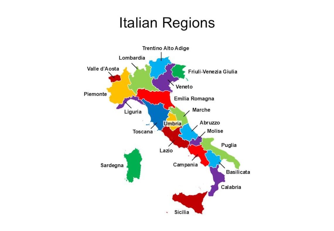 Editable Powerpoint Map of Italian Regions of Italy, Provinces of ...