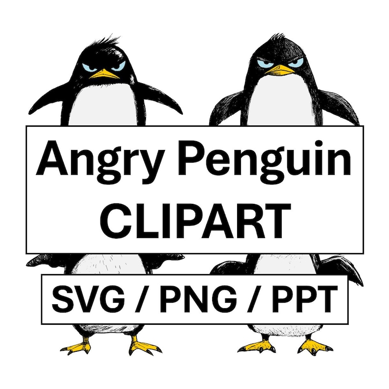 Penguin Clipart, Angry Penguin, Penguin Meme, Bundle – PNG, SVG, and ...