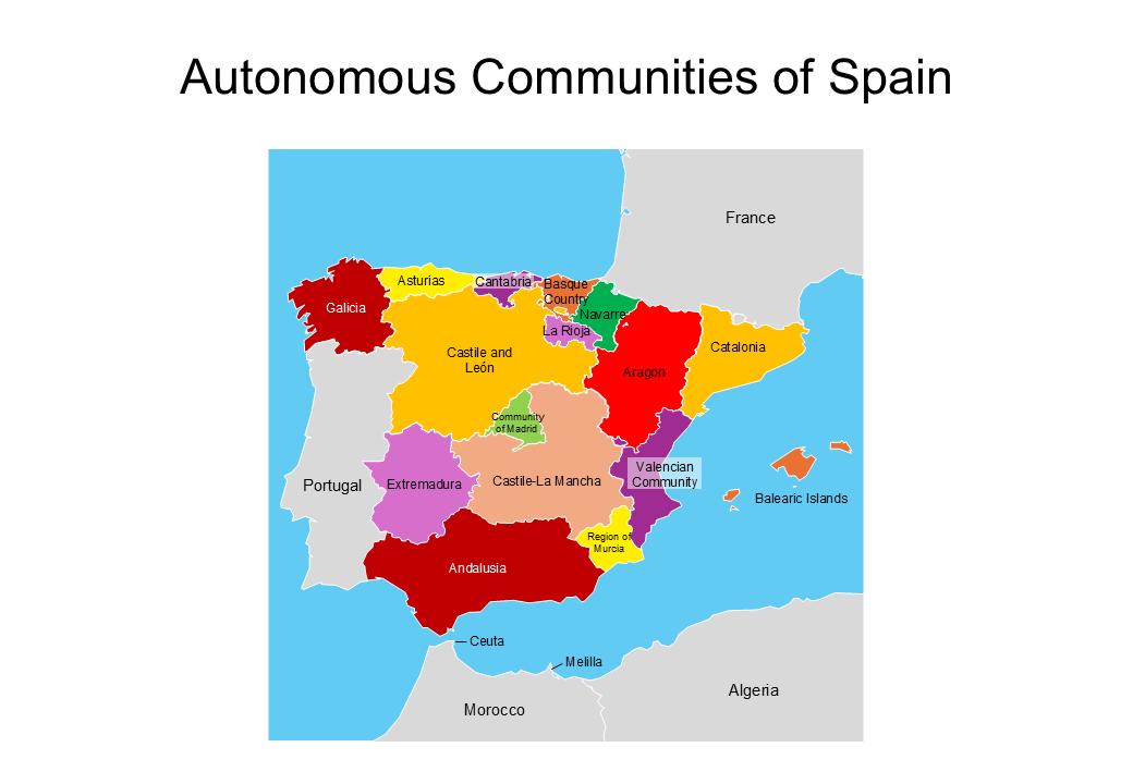 Editable Map of Spain With Autonomous Communities – Powerpoint Template ...