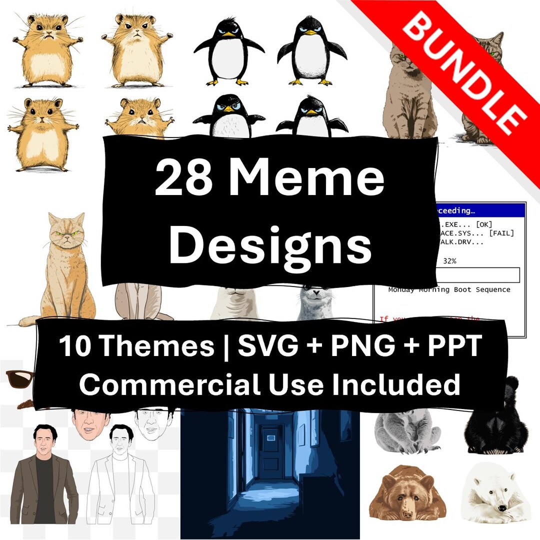 Funny Meme Clipart Bundle – Animals, Coffee, Loading Bar & More – PNG ...