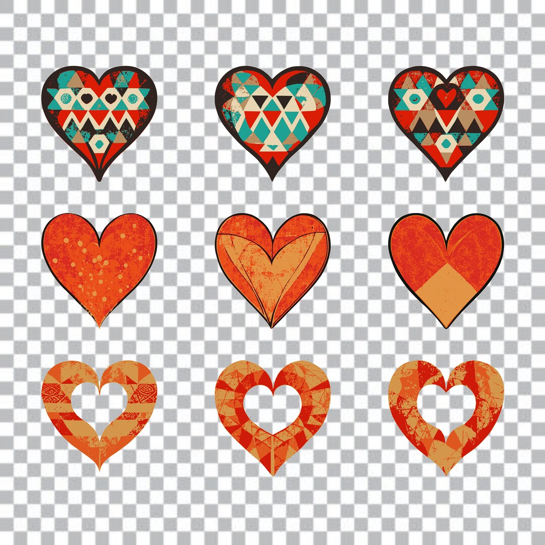 Boho Hearts Clipart, PNG, SVG, Instant Download, Commercial License ...