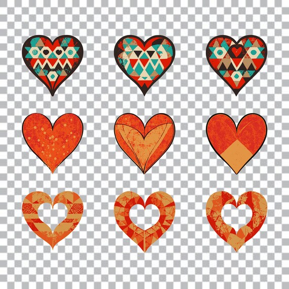 Boho Hearts Clipart PNG SVG Instant Download Commercial - Etsy