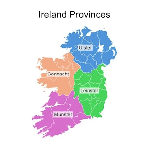 Editable Ireland Map PPT – Provinces & Counties in English and Irish ...