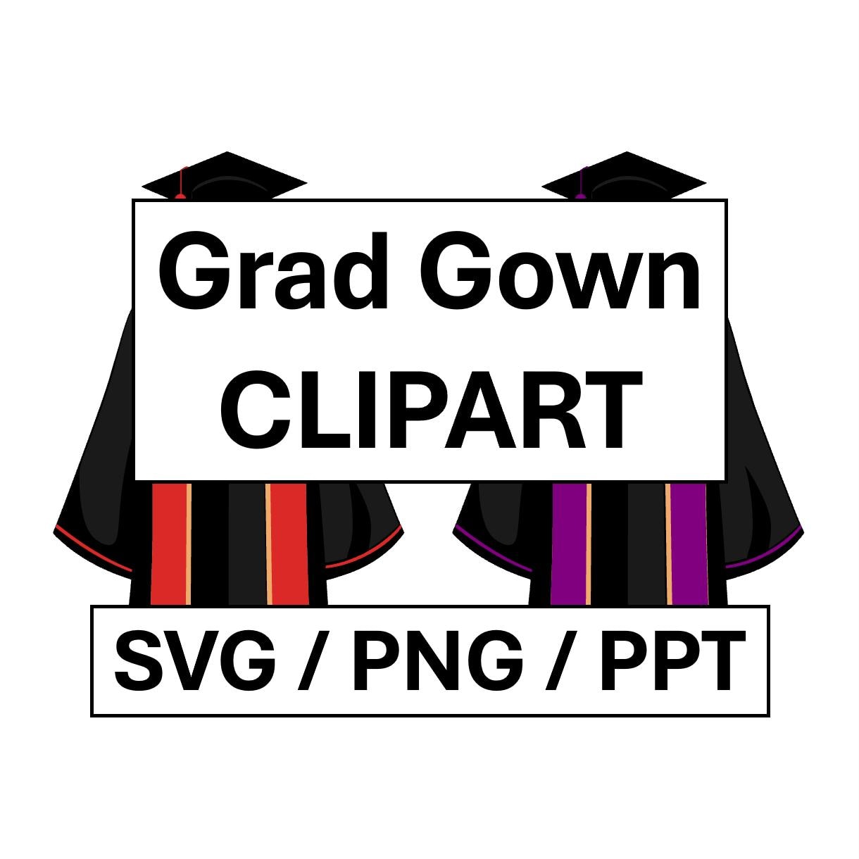 Graduation Gown & Cap Clipart – Red and Purple | Flat Color PNG, SVG ...