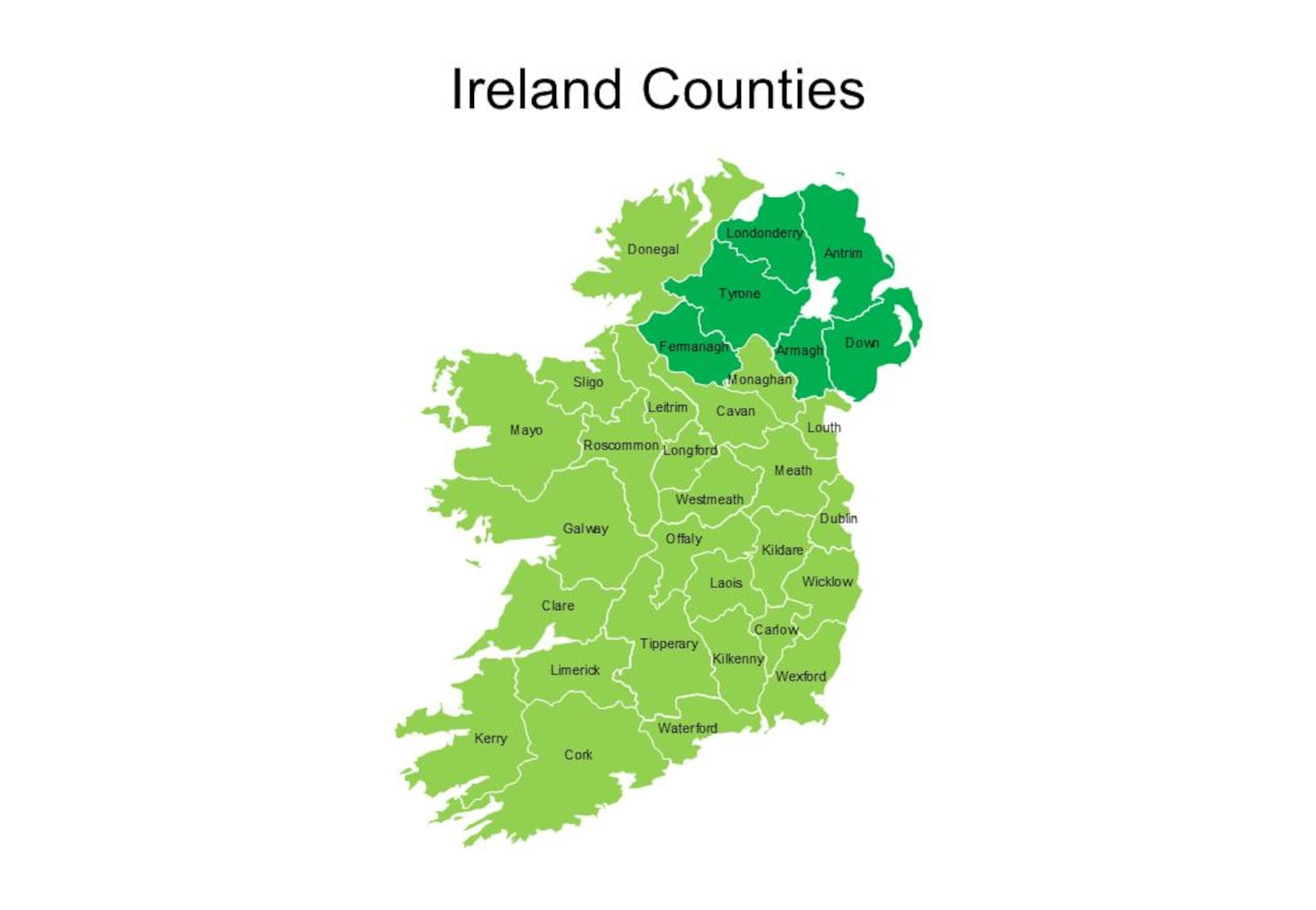 Editable Ireland Map PPT – Provinces & Counties in English and Irish ...