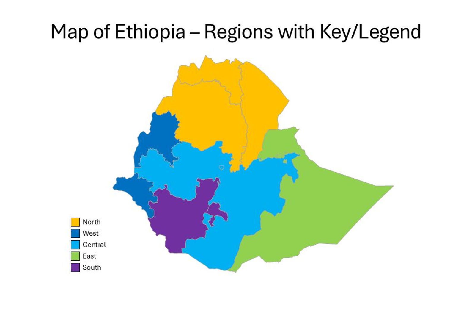 Editable Powerpoint Map of Ethiopia With Regions | Customizable ...
