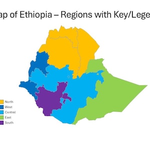 Editable Powerpoint Map of Ethiopia With Regions | Customizable ...