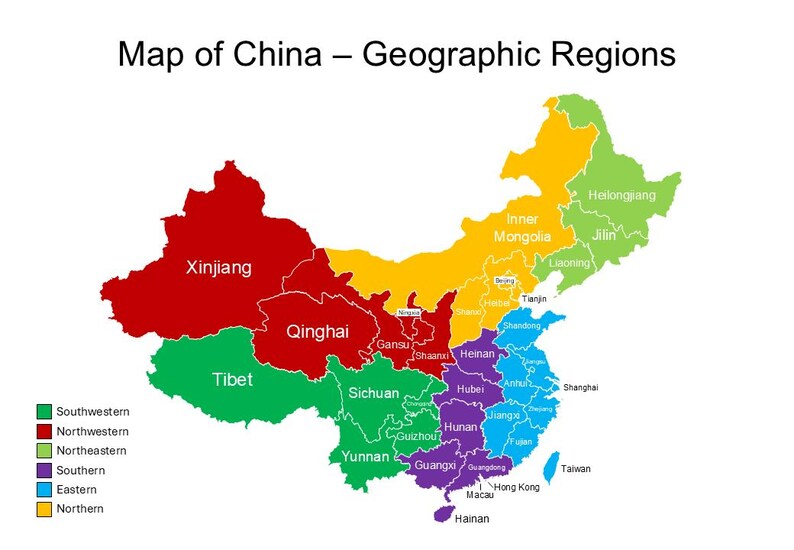 Editable Powerpoint Map of China With Provinces, Regions ...
