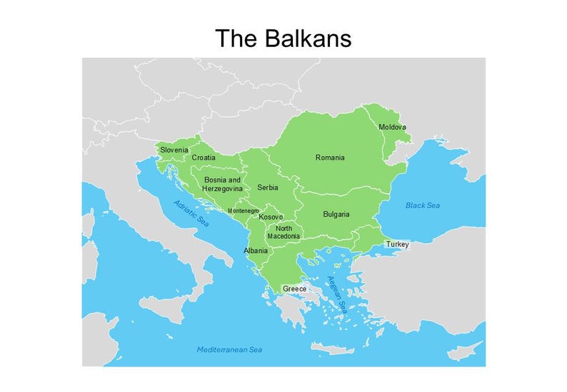 Editable Powerpoint Map of the Balkans – Including Albania, Bosnia and ...