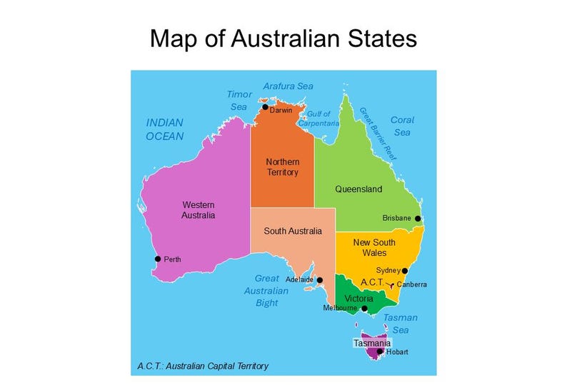 Editable Powerpoint Map of Australia With States and Capital Cities ...